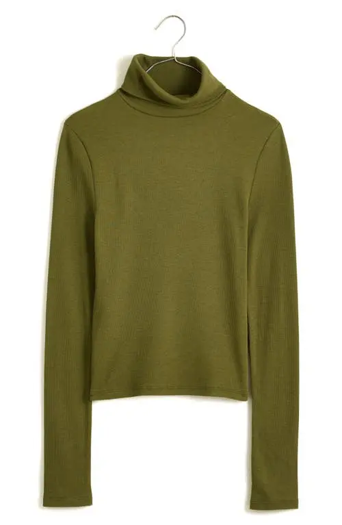 Madewell Brightside Crop Turtleneck - Desert Olive