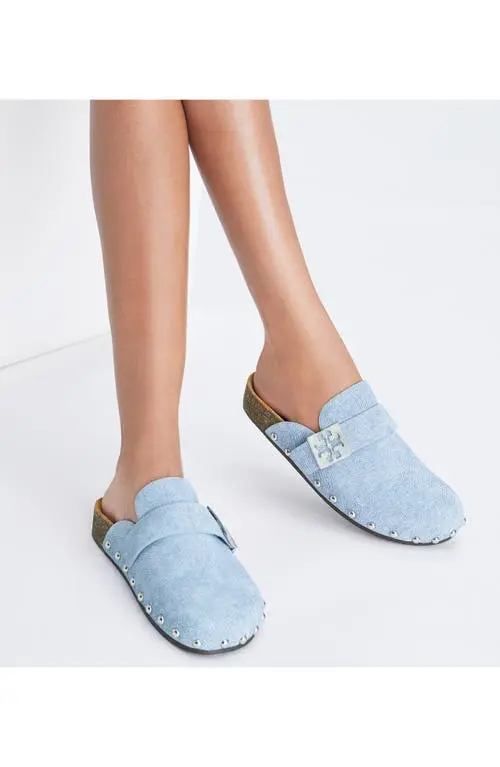 Tory Burch Mellow Studded Mule - Blue Cloud / Silver