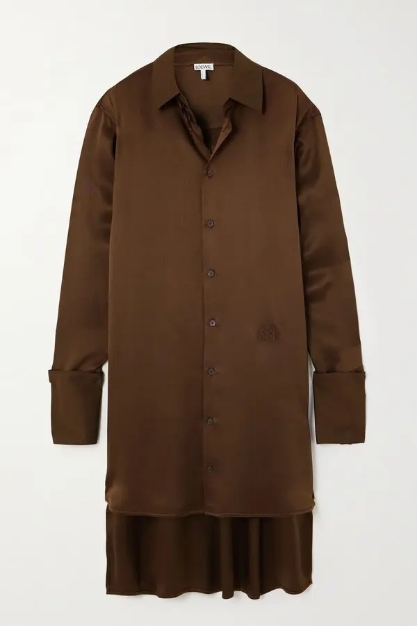 Loewe Embroidered Silk-satin Shirt Dress