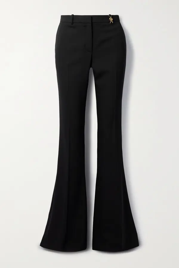 Versace Icons Embellished Wool-blend Flared Pants - Black