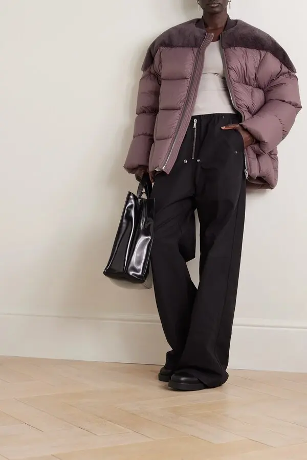 Rick Owens Shearling-paneled Quilted Down Jacket - Purple