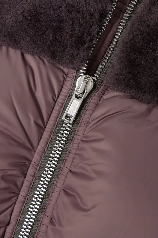Rick Owens Shearling-paneled Quilted Down Jacket - Purple
