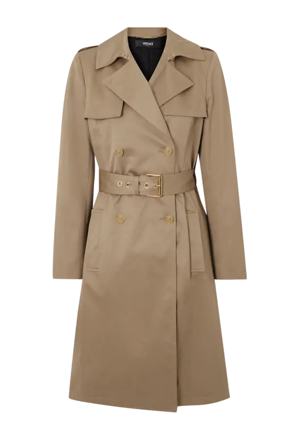 Versace Icons Belted Double-breasted Cotton-gabardine Trench Coat