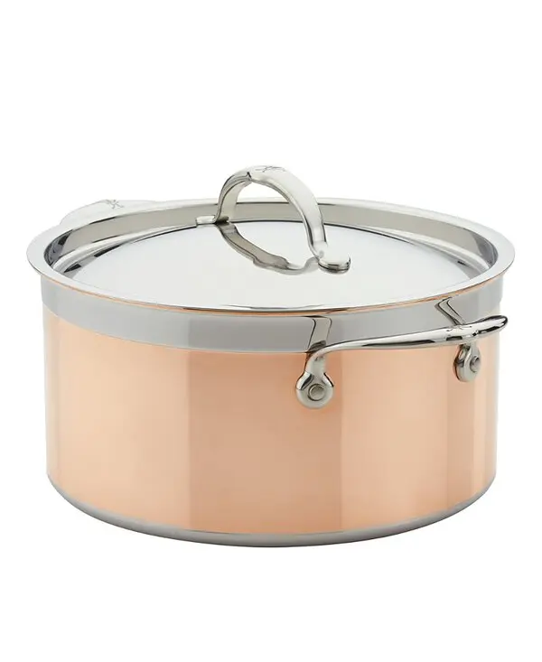 HESTAN Copperbond 6.0qt Induction Copper Stockpot With Lid - Brown