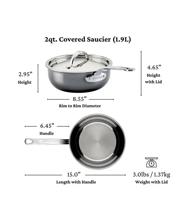 HESTAN Nanobond Molecular Titanium 2-quart Saucier With Lid