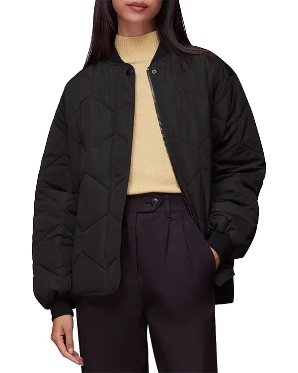 Whistles Ida Short Quilted Coat - Black
