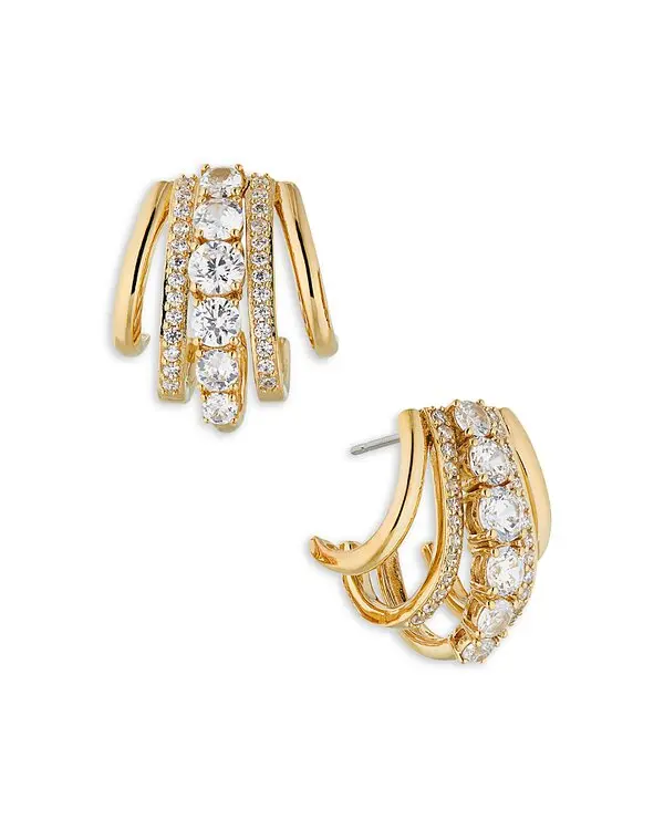 Nadri Cleo Mixed Hoop Earrings - Gold