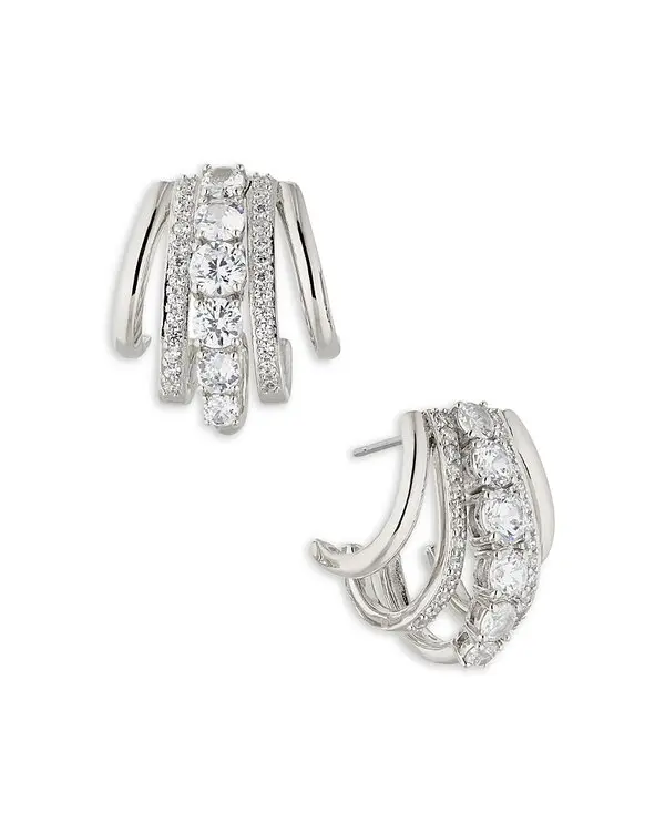 Nadri Cleo Mixed Hoop Earrings - Silver