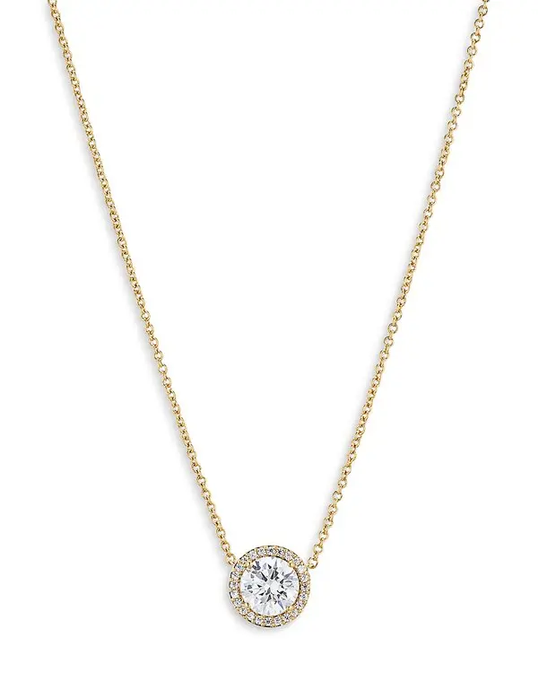 Nadri Round Halo Pendant Necklace - Gold