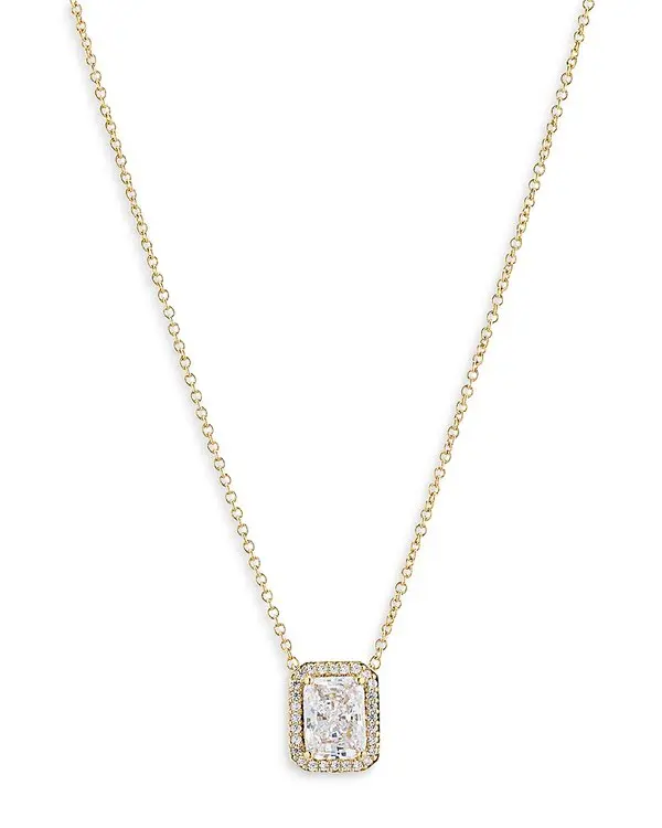 Nadri Emerald Cut Halo Pendant Necklace - Gold