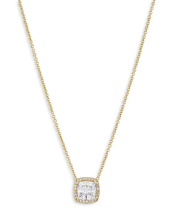 Nadri Cushion Cut Halo Pendant Necklace - Gold