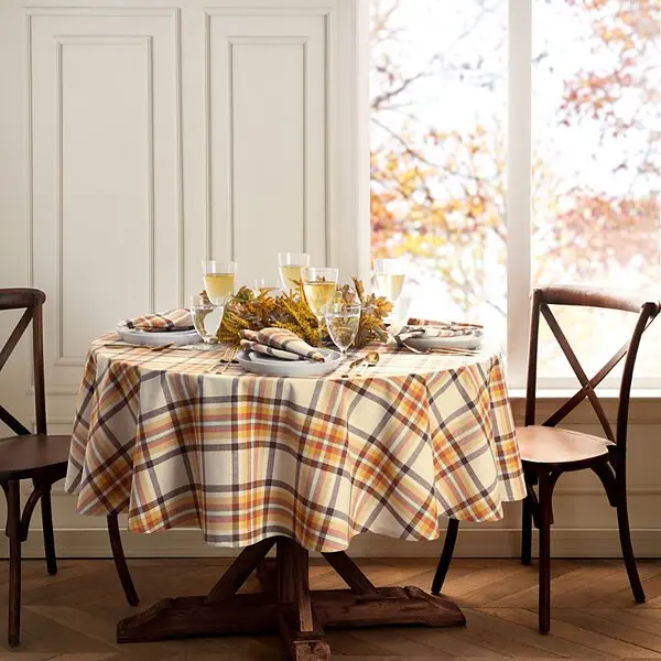 ELRENE HOME FASHIONS Russet Harvest Woven Plaid Tablecloth, 70 X 70 Round - Multi