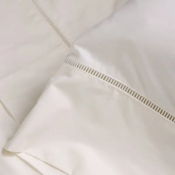 POM POM AT HOME Como Ladder Stitch Standard Pillowcase, Pair - Ivory