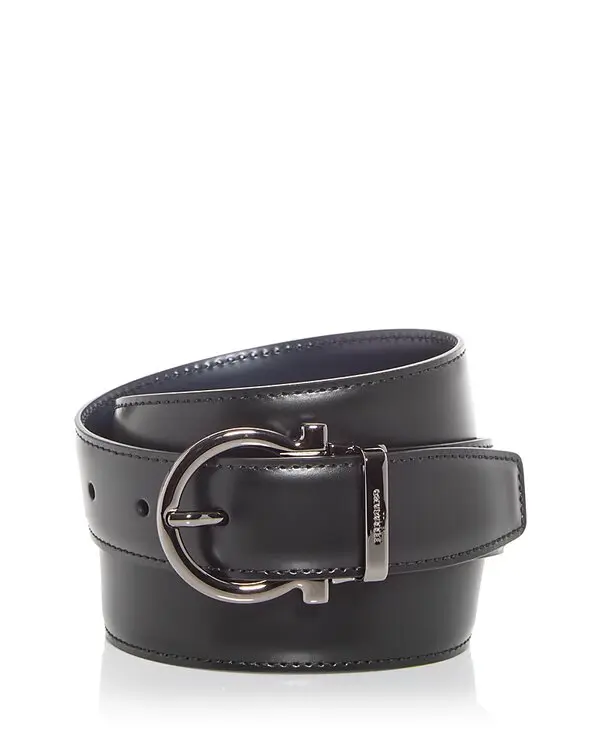FERRAGAMO Gancini Buckle Reversible Leather Belt - Nero