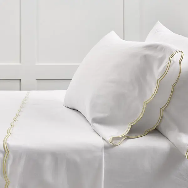 SKY Scalloped Sheet Set, King - Tan