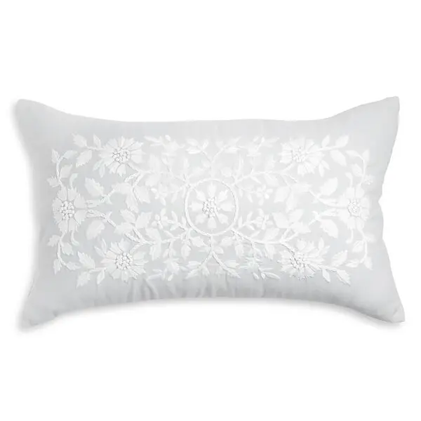 SKY Floral Embroidery Decorative Pillow, 14 X 24 Exclusive - Mineral Grey