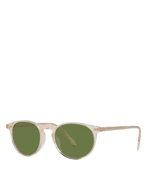 Oliver Spencer Riley 49mm Round Sunglasses - Beige/green Solid