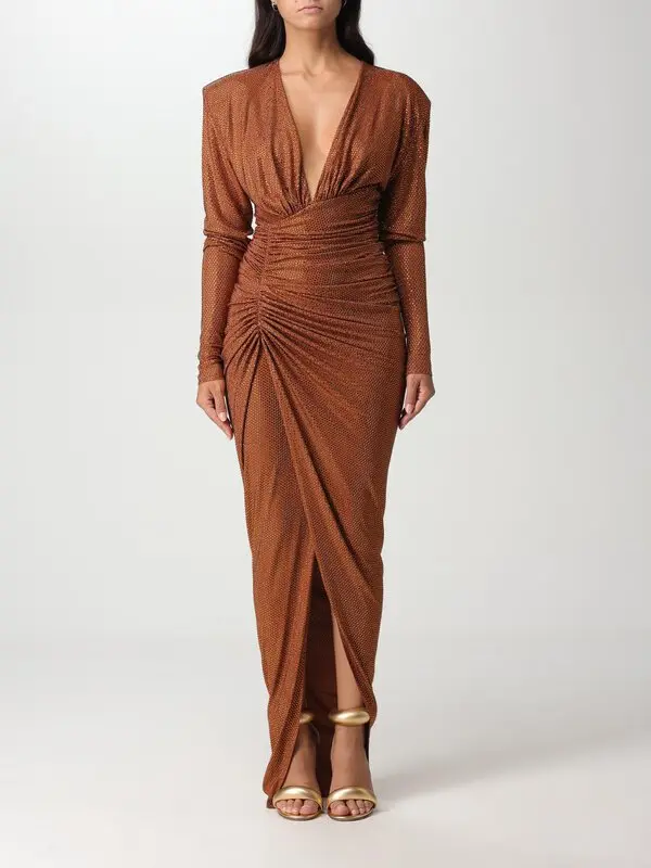 Alexandre Vauthier Long Sleeve Gown - Brown
