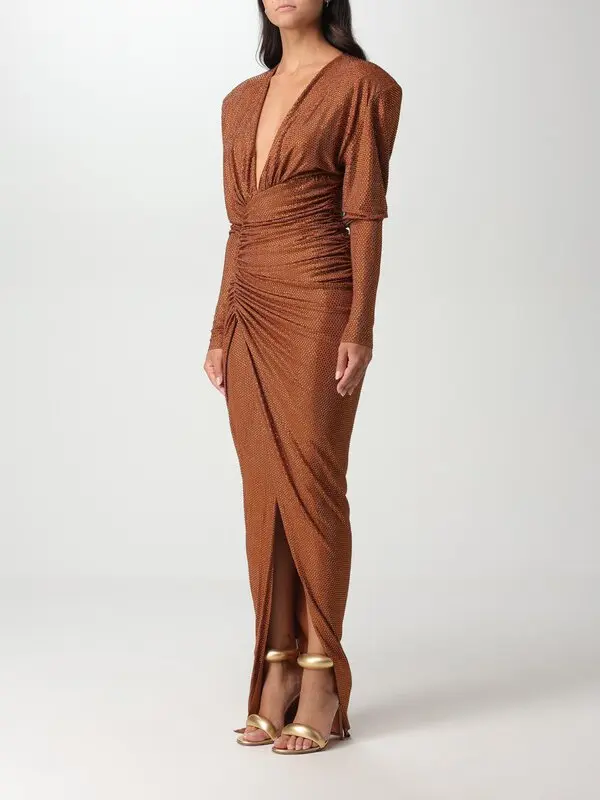 Alexandre Vauthier Long Sleeve Gown - Brown