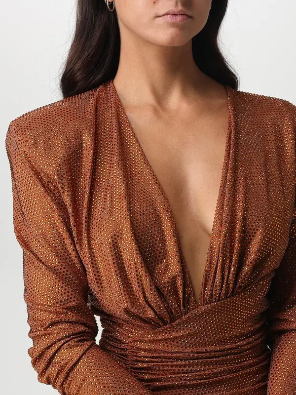 Alexandre Vauthier Long Sleeve Gown - Brown
