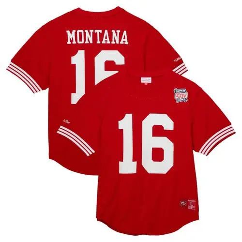 Mitchell & Ness Joe Montana San Francisco 49ers Retired Player Name & Number Mesh Top - Scarlet