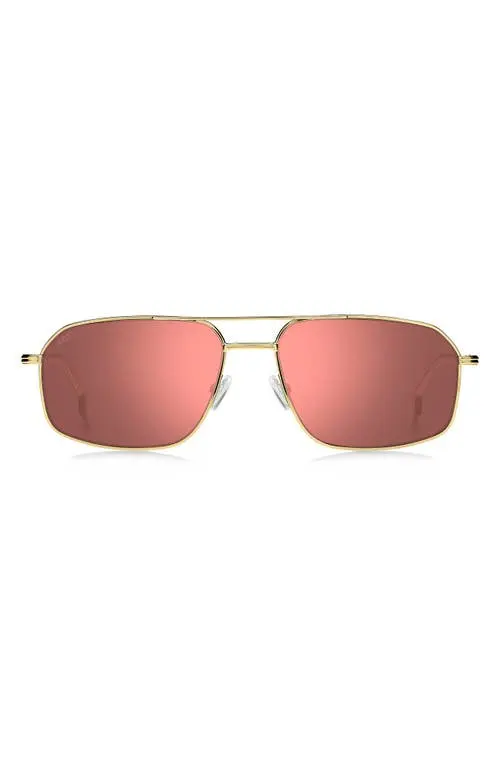 BOSS 58mm Aviator Sunglasses - Gold/ Coral