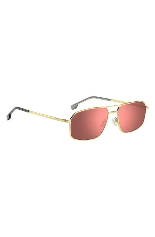 BOSS 58mm Aviator Sunglasses - Gold/ Coral