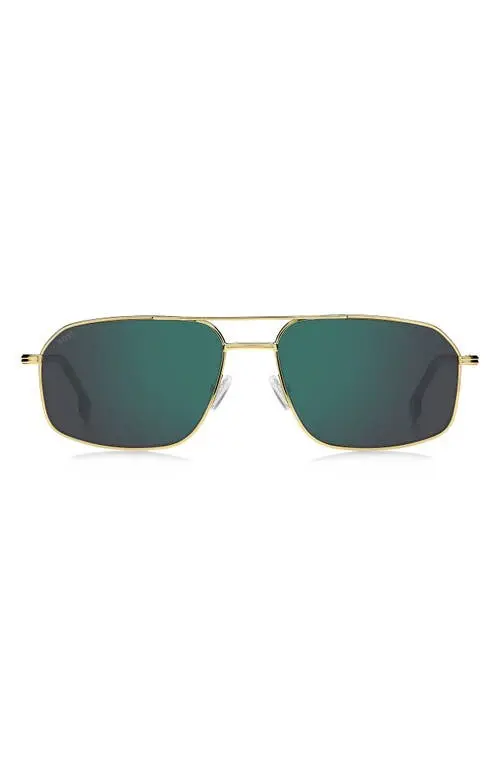 BOSS 58mm Aviator Sunglasses - Gold/teal
