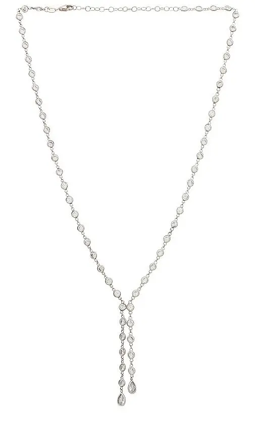 Shashi Bezel Lariat Necklace - Silver