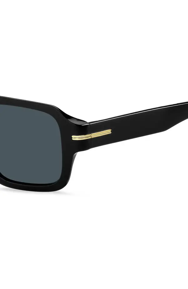 BOSS 53mm Flat Top Sunglasses - Black/ Blue Antireflex