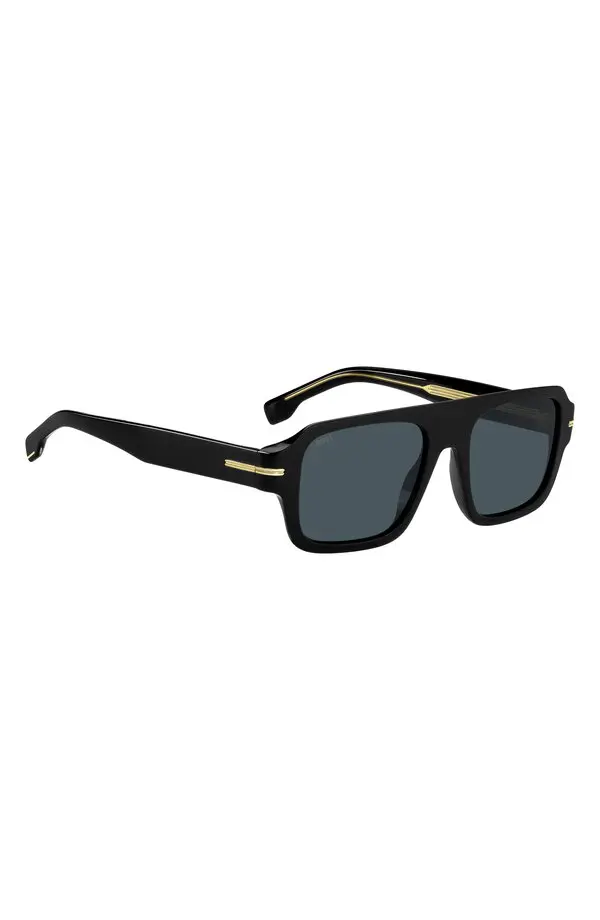 BOSS 53mm Flat Top Sunglasses - Black/ Blue Antireflex