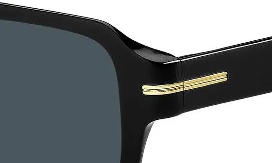BOSS 53mm Flat Top Sunglasses - Black/ Blue Antireflex