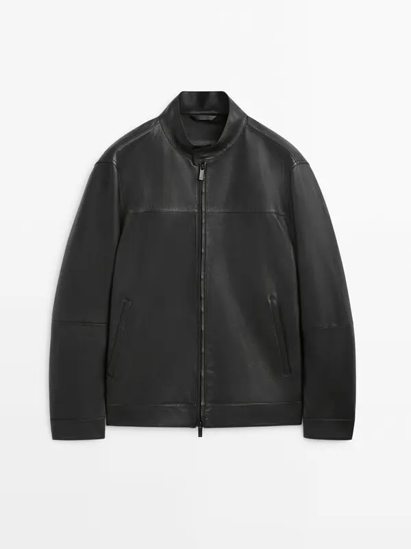 Massimo Dutti Nappa Leather Jacket - Black | Editorialist