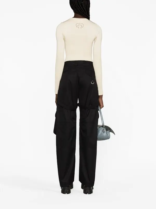 MARINE SERRE Rib-knit Long-sleeve Top - Neutrals