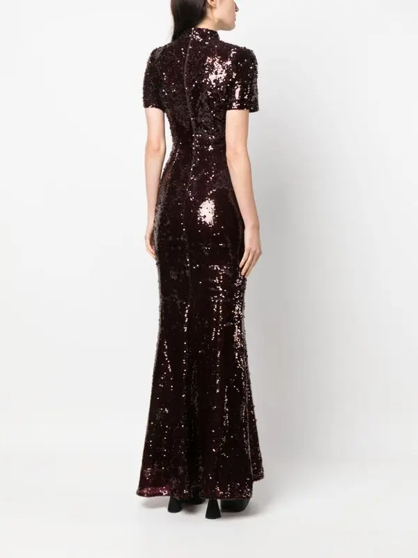 Self-Portrait Sequin-Embellished Maxi Dress In Brown - 34% Off |  Editorialist