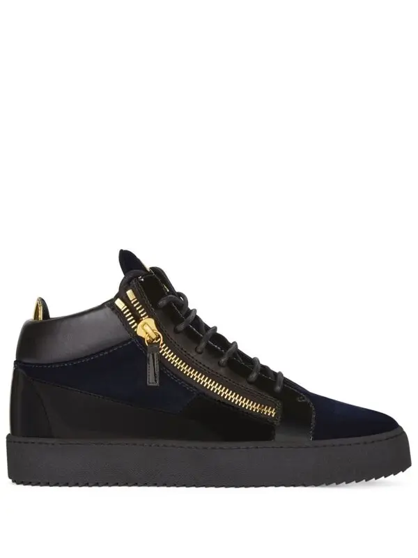 GIUSEPPE ZANOTTI Kriss Velvet Mid-top Sneakers - Blue