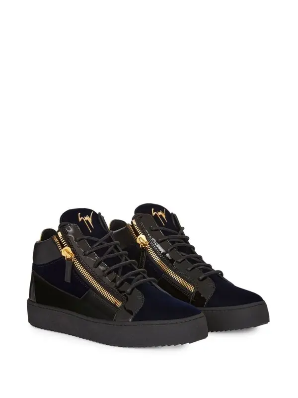 GIUSEPPE ZANOTTI Kriss Velvet Mid-top Sneakers - Blue