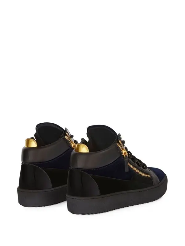 GIUSEPPE ZANOTTI Kriss Velvet Mid-top Sneakers - Blue