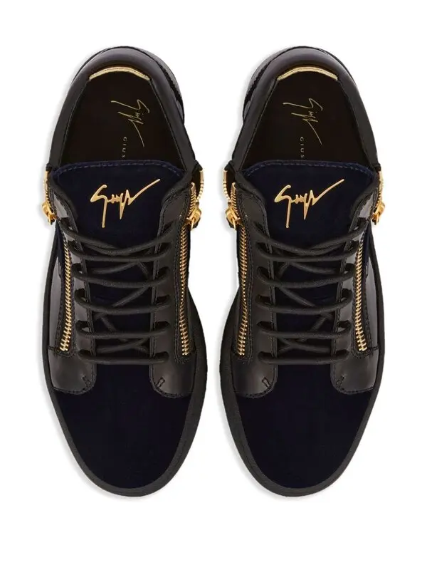 GIUSEPPE ZANOTTI Kriss Velvet Mid-top Sneakers - Blue