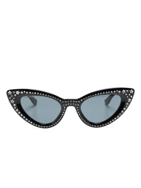 Dsquared2 Rhinestone-Embellished Cat-Eye Sunglasses In Black  display picture 2