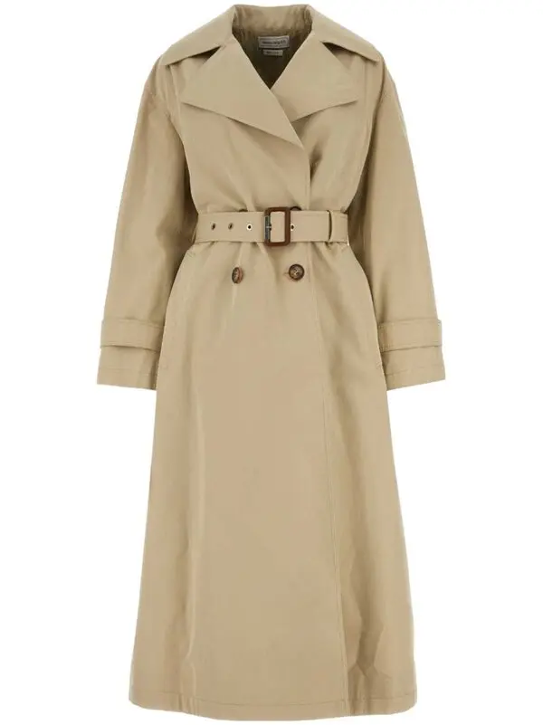 Alexander McQueen Cotton Cocoon-sleeved Belted Trench Coat