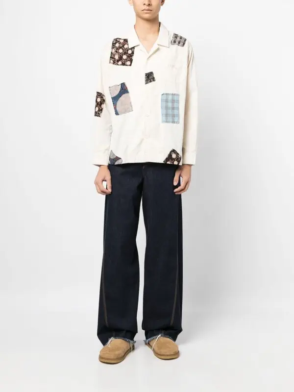 STORY MFG. Greetings Patchwork Cotton Shirt
