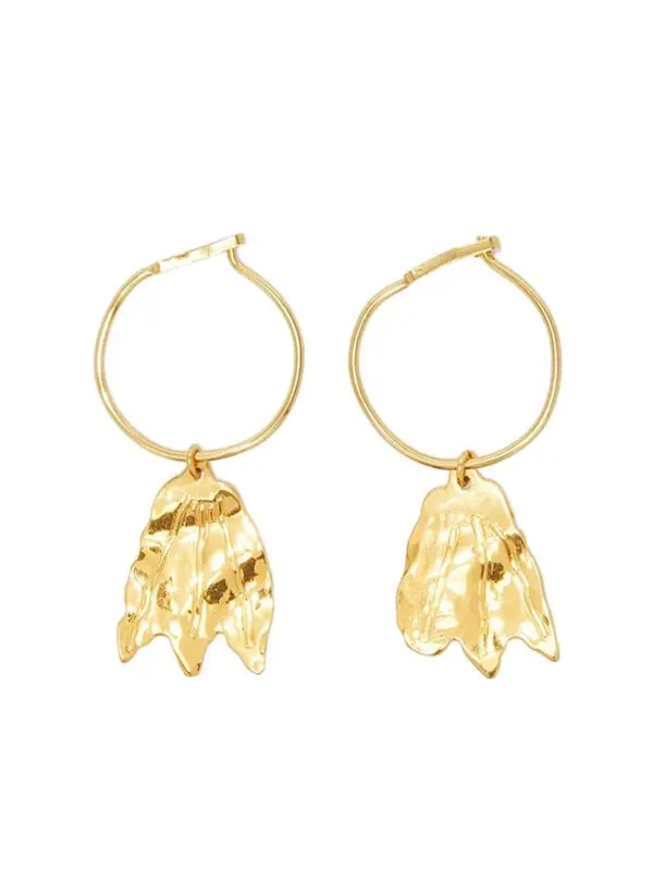 JIL SANDER Floral Motif Drop Earrings In Tone Brass - Gold
