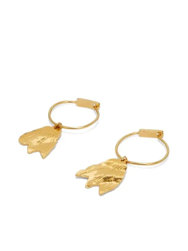 JIL SANDER Floral Motif Drop Earrings In Tone Brass