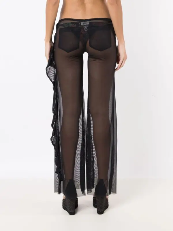 AMIR SLAMA Sheer Ruffled-trim Trousers