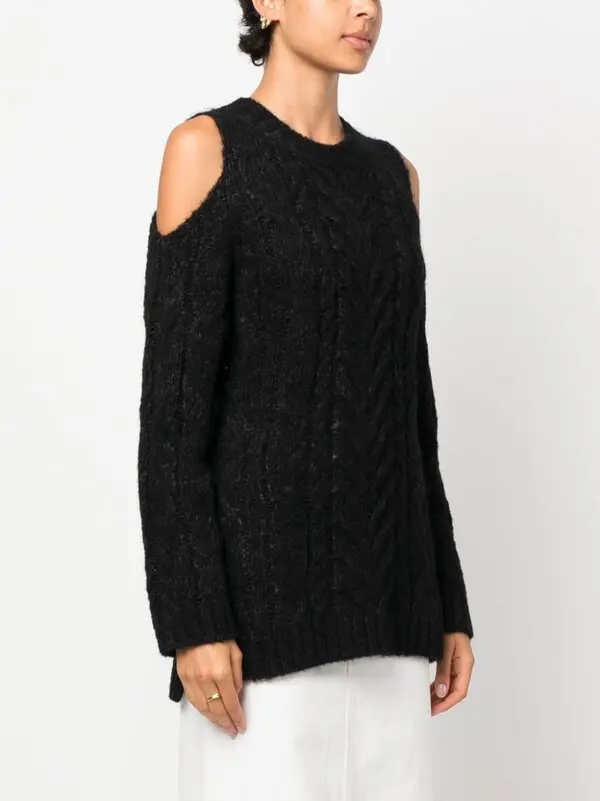 P.a.r.o.s.h Cable-knit Off-shoulder Sweatshirt