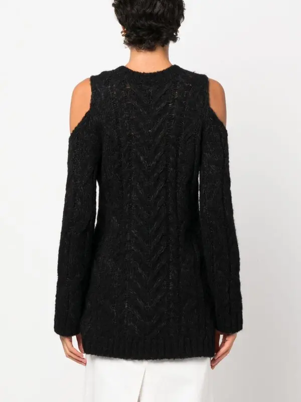 P.a.r.o.s.h Cable-knit Off-shoulder Sweatshirt