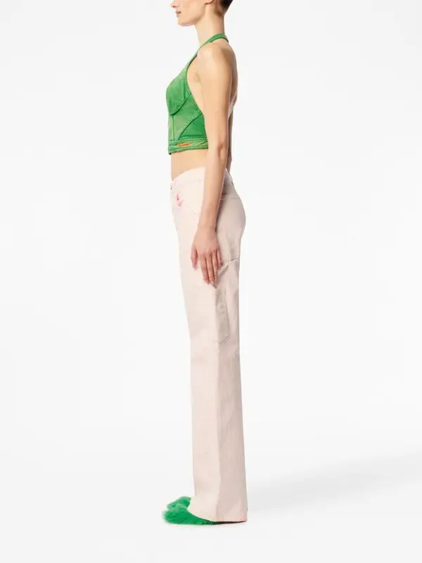 Heron Preston Distressed Cotton Corset Top - Green