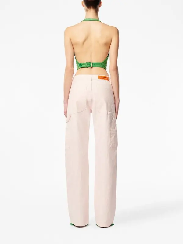 Heron Preston Distressed Cotton Corset Top - Green