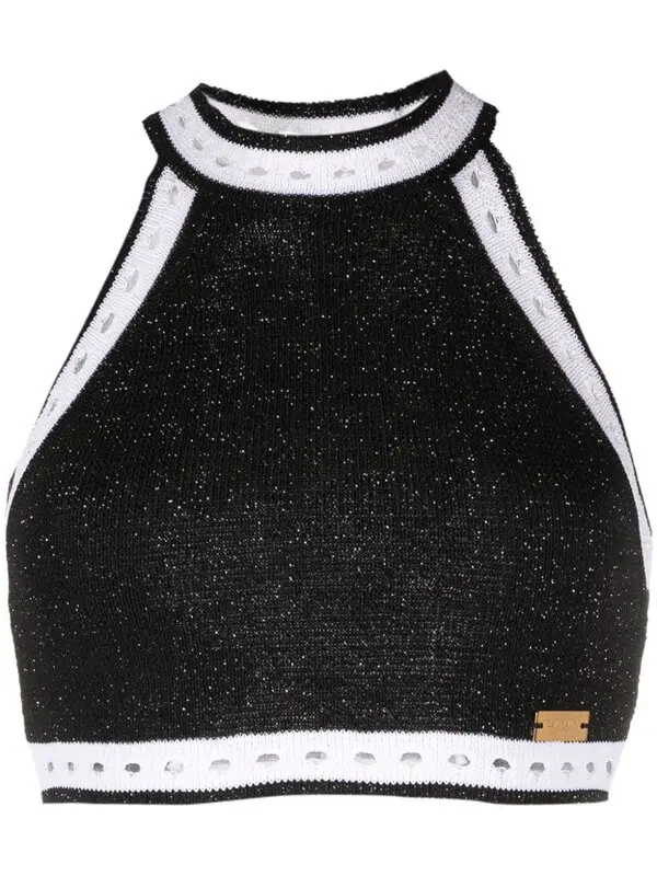 Balmain Cut-out Detail Cropped Top